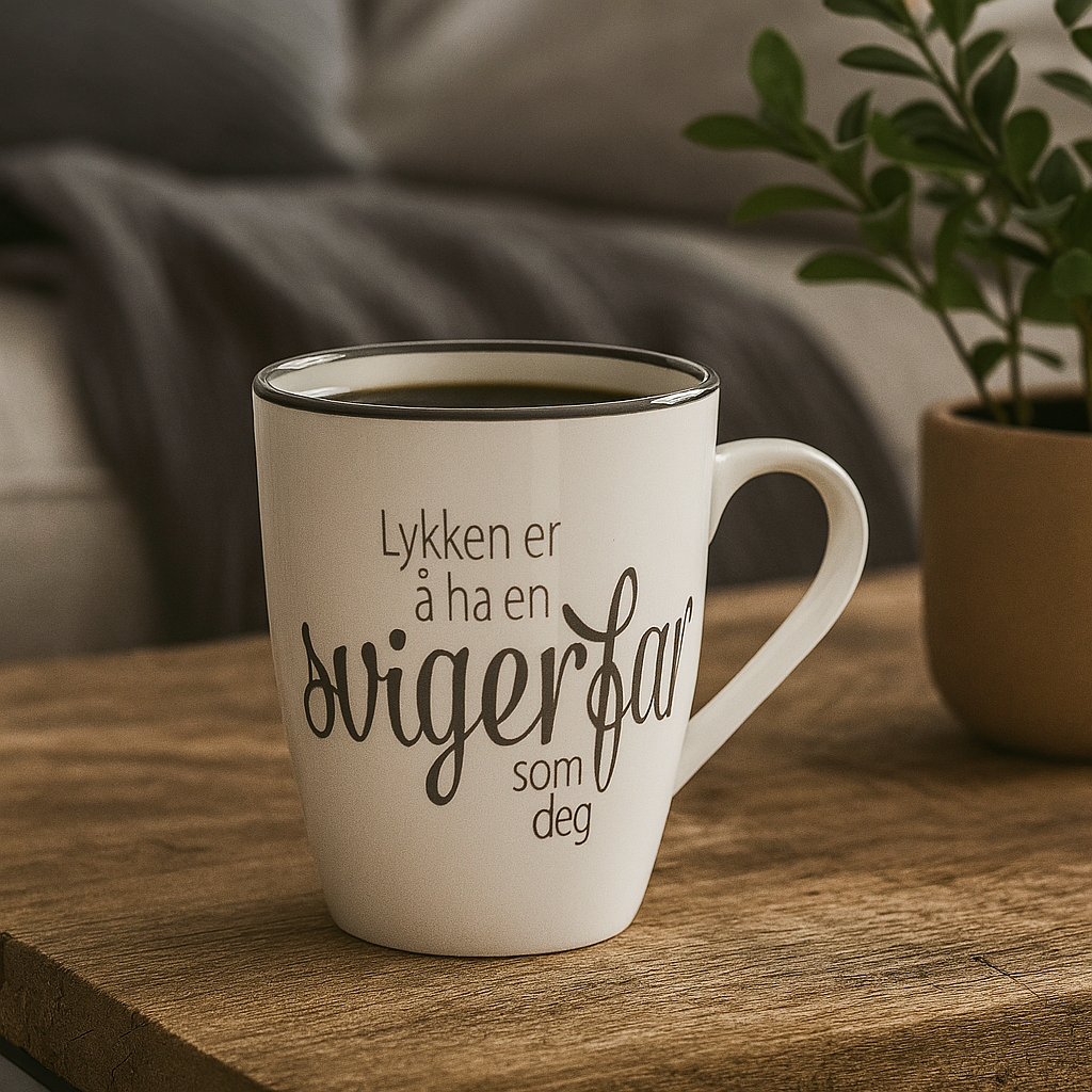 Kopp "svigerfar", hvit – Lindas Dekor